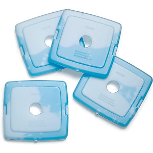 Cool Coolers By Fit & Fresh 4 Pack Slim Ice Packs, Quick Freeze Space Saving Reusable Ice Packs for Lunch Boxes or Coolers, Blue