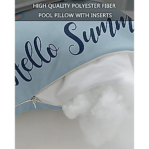 Recliner Head Pillow Ledge Loungers Chair Pillows with Insert Summer Style Gnome with Ice Cream Surfboard Lumbar Pillow with Adjustable Strap Outdoor Waterproof Patio Pillows for Beach Pool, 2 PCS