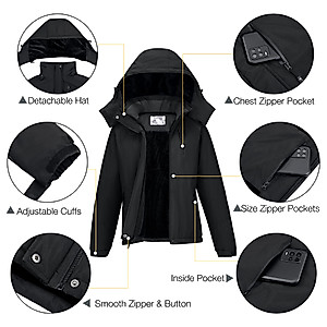 CAMELSPORTS Women's Waterproof Snow Ski Jakcet Fleece Warm Winter Coat Hooded Windproof Insulated Snowboarding Jacket
