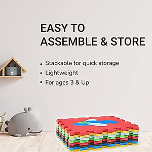 Tadpoles 16 Tiles Transportation Playmat for Kids | Interlocking Tiles with 16 Border Pieces | Soft EVA Foam | Safe & Durable | Total Floor Coverage 50” x 50” | Ages 3 & Up | Multicolor