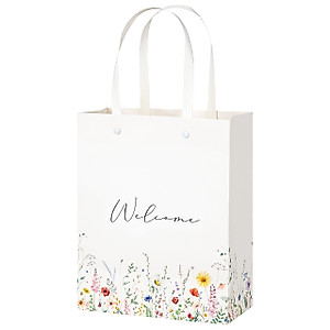 Crisky Wildflower Welcome Bags for Wedding Hotel Guests, Candy Buffet Bags, Wedding Gift Bridal Baby Shower Favor Bags, 10"x8"x4", 25 pcs