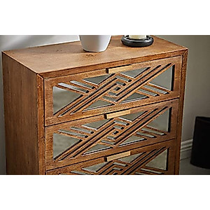 COZAYH 3-Drawer Accent Dresser with Mirror Fronts, Modern Farmhouse Accent Chest Clean-Lined Silhouette