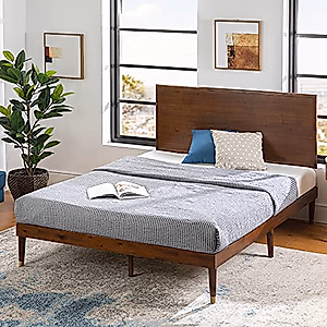 ZINUS Raymond Wood Platform Bed Frame with Adjustable Wood Headboard, Solid Wood Foundation, Wood Slat Support, No Box Spring Needed, Easy Assembly, King, 80.3"L x 76"W x 38.4"H, Brown