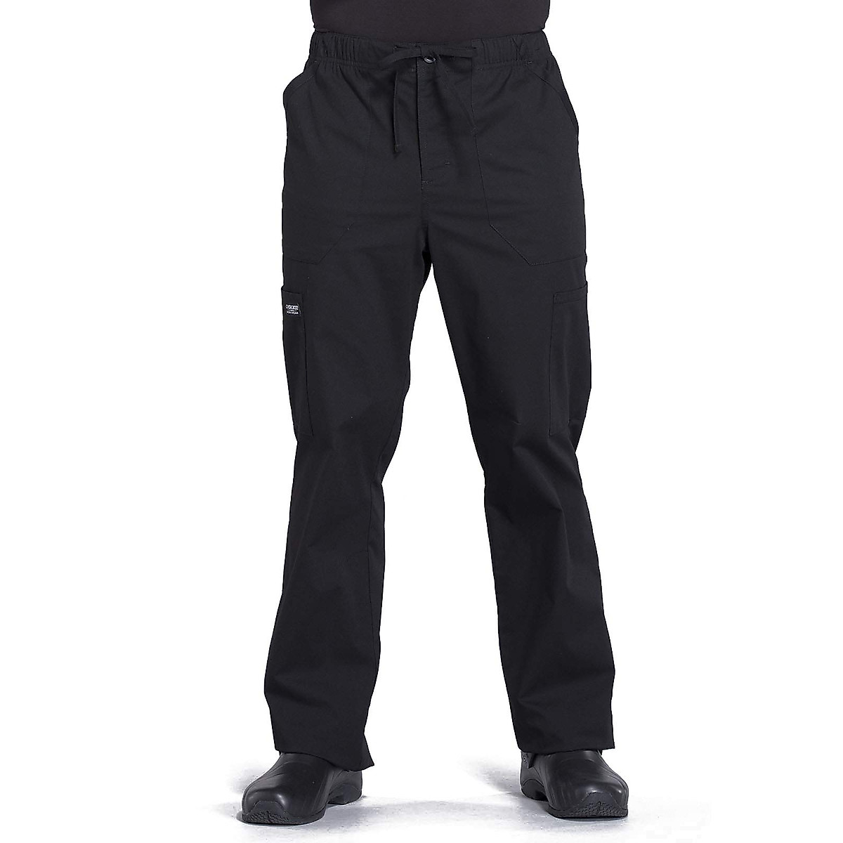 Cherokee Men Scrubs Pant Workwear Professionals Tapered Leg Fly Front Cargo WW190, M, Black