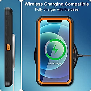 Aimoll-88 for iPhone 12 Case, iPhone 12 Pro Case, with Built in Screen Protector Heavy Duty Drop Protection Shockproof Dust Proof Protective Phone Cover for Apple iPhone 12/12 Pro (Black/Orange)