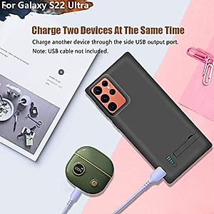 RUNSY Battery Case for Samsung Galaxy S22 Ultra, 5000mAh Rechargeable Extended Battery Charging Charger Case, Add 100% Extra Juice, Not Compatible with S22 or S22+ (6.8 inch) Black