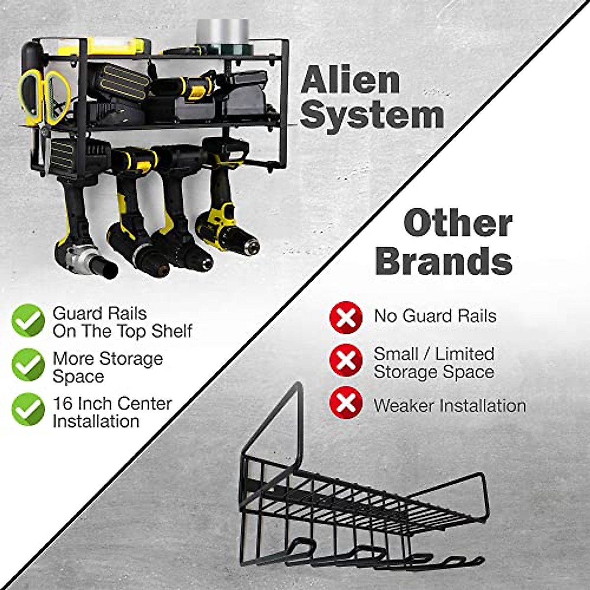 The Cosmic tool organizers and storage rack system – Magnetic tool holder 5 Pack, Mop and broom holder 3 Pack and Power tool organizer to take care of your garage organization needs
