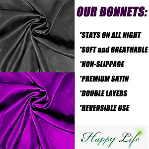 2 Pcs Silk Bonnet for Sleeping Satin Bonnet Double Layer Hair Bonnet for Curly Hair Comforable Satin Hair Wrap Reversible Sleep Cap