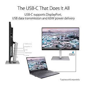 ASUS ProArt Display PA279CV 27” 4K HDR UHD (3840 x 2160) Monitor, IPS, 100% sRGB/Rec. 709, ΔE < 2, USB-C DisplayPort HDMI USB hub, Calman Verified, Compatible With Laptop & Mac Monitor,BLACK