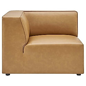 Modway Mingle Vegan Leather Sectional Sofa Corner Chair, Tan