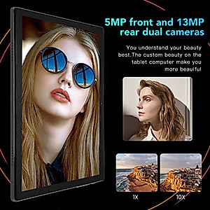 VINGVO Tablet PC, IPS 5G WiFi 10 Inch Tablet 8GB RAM 128GB ROM for Office (Black)