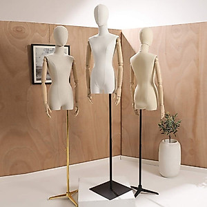 GaRcan Tailors Dummy Mannequins Female Tailors Dummy Mannequin Dressmakers Dummies Fashion Students Display Bust Wood Arm Active Height Adjustable Dressform Mannequin