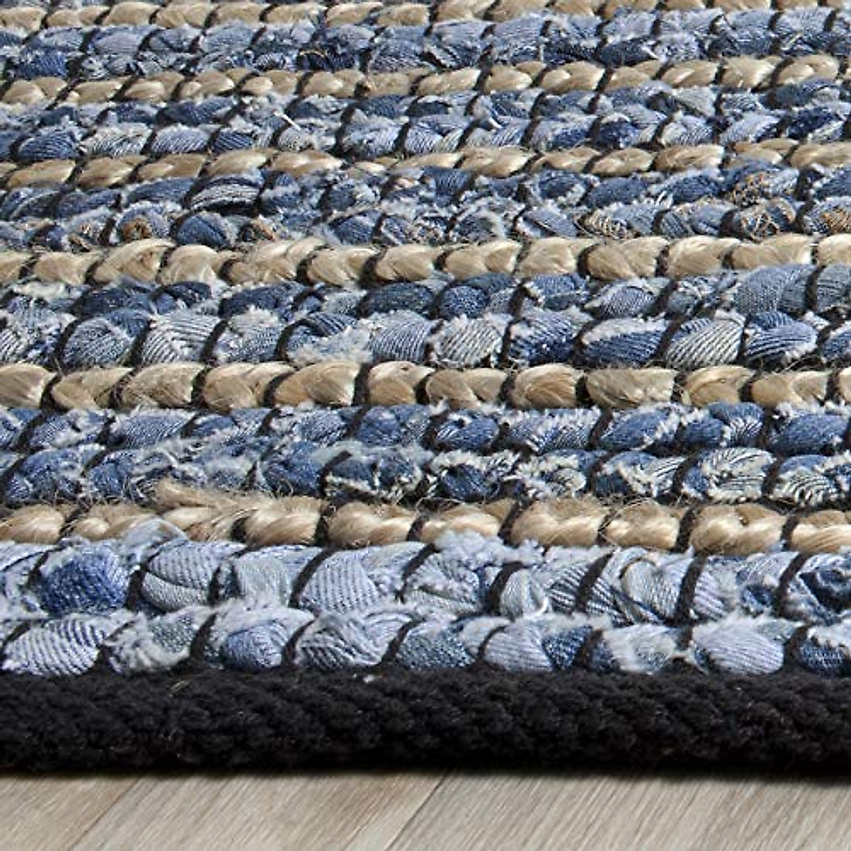 SAFAVIEH Cape Cod Collection Runner Rug - 2'3" x 12', Blue & Natural, Handmade Flat Weave Braided Jute & Cotton, Ideal for High Traffic Areas in Living Room, Bedroom (CAP363A)
