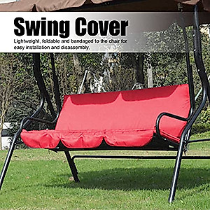 Emoshayoga Outdoor Swing 3-Seat Chair Waterproof Cushion Replacement Foldable Swing Metal Hammock Chair Cushion for Patio Garden Yard (red)