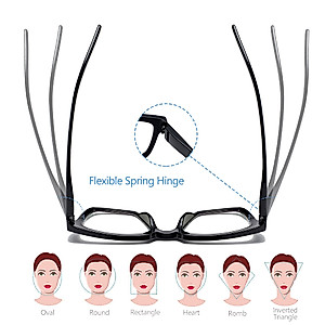 FSRTEP Reading Glasses for Women Stylish Oprah-Style Readers with Blue Light Blocking and Spring Hinge - 4 Pack+1.75