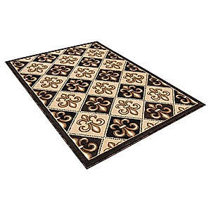 PRO RUGS Fleur DE LIS New Orleans Design Modern Area Rug (5 FEET X 7 FEET)