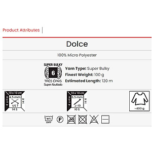 Yarn Art Dolce Yarn 100% MicroPolyester Velvet Blanket Amigurumi Super Bulky :6 Baby Chenille Yarn (1 Skein, 751)