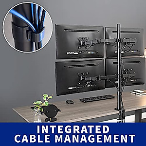 VIVO Quad 13 to 30 inch LCD Monitor Desk Mount, Fully Adjustable Stand with Tilt and Swivel, Holds 4 Screens with Max VESA 100x100, STAND-V004