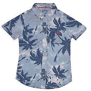 Tommy Bahama Boys Short Sleeve Shirt, Blue Palms, Size 5/6
