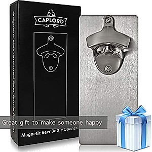 Beer Bottle Opener Wall Mounted with Magnetic Cap Catcher Wall Mount Bottle opener Magnet | Beer gifts for men | Father's day | Man cave decor accessories | Dad Birthday Gift