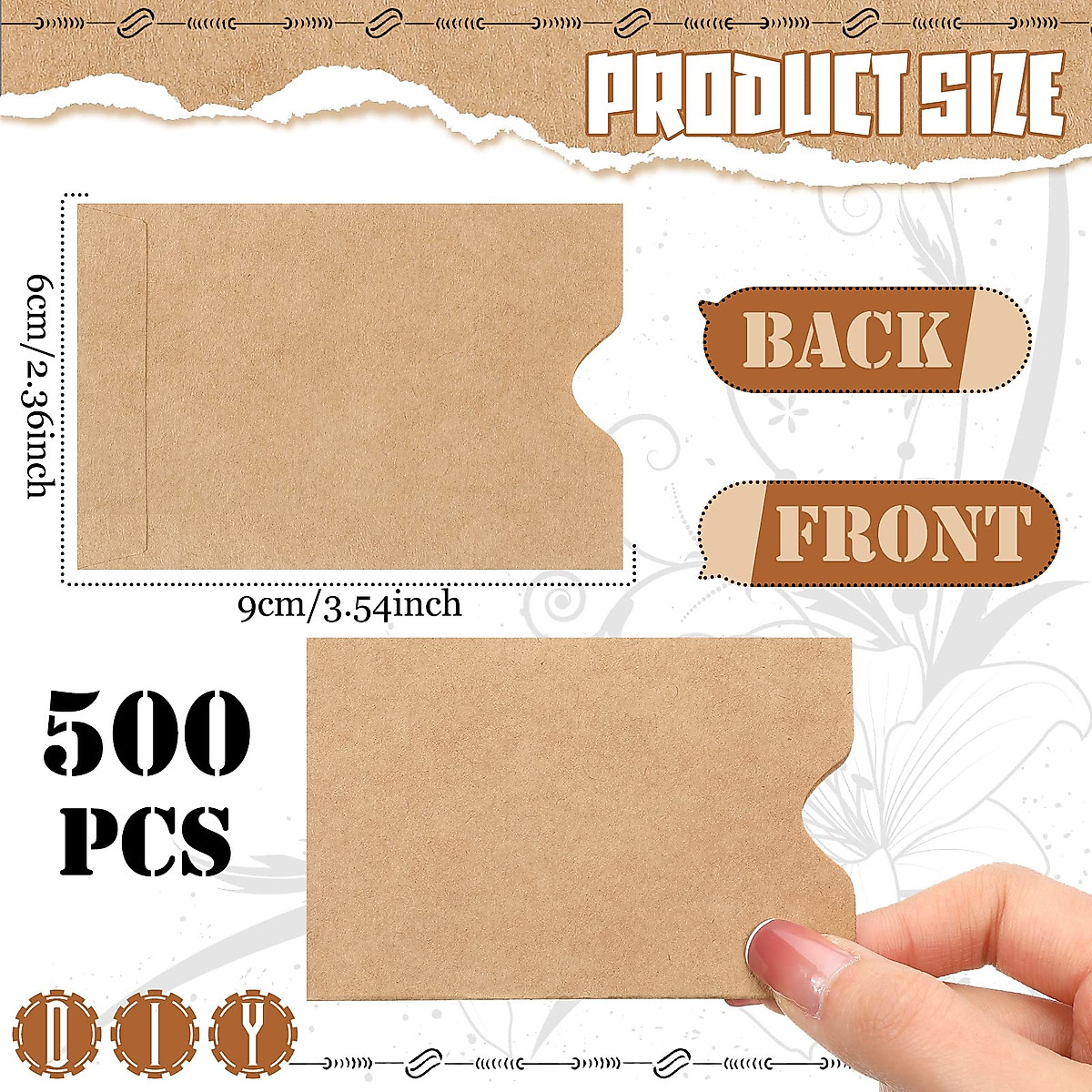 500 Pack Credit Card Paper Sleeves 2.4 x 3.5 Inches Hotel Key Card Holder Sleeve Blank Gift Card Envelopes Small Gift Card Holder Debit Card Protector for Office Business Card ID Cards Holders