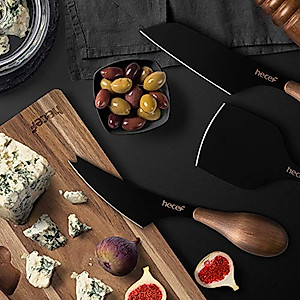 hecef Cheese Knife Set of 3, Bronze Grain Multipurpose Cheese Knife, Retro Cheese Knife, Set Includes Pronged Knife, Hard Cheese Knife & Chisel Knife, Black, Excellent Gift, with Gift Box