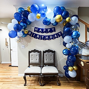 Navy Blue Gold Balloon, 60 Packs 12 Inch Metallic Blue and Macaron Blue Balloons with Metallic Gold Confetti Balloons for Birthday Party Decorations, Wedding, Bridal Shower, Baby Shower, Graduate