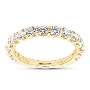 SAVEARTH DIAMONDS 1 1/3 ct.t.w Round Cut Lab Created Moissanite Diamond Eternity Wedding Band Ring In 14K Yellow Gold Over Sterling Silver (VVS1 Clarity, 1.33 Cttw)-6