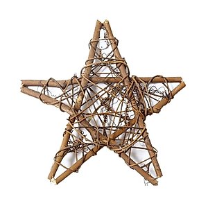 Natural Brown Vine Stars Wicker Rattan Star for Home Garden Wreath Christmas Garland Tree Decoration (3Pcs, 8inch)