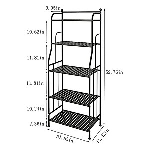 GHQME 5 Tier Metal Standing Shelf Space Saver, Storage Tower Rack for Kitchen Bathroom, Storage Shelving Unit Organizer, Outdoor Flower Stand (Black, 5-Tier)
