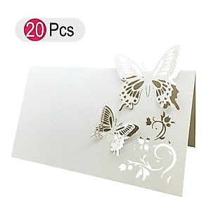 YURASIKU 20 Pcs Hollow Butterfly Table Name Card Wedding Banquet Party Holiday Baby Shower Christmas Place Card