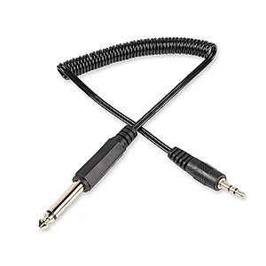 PNGKNYOCN 3.5mm TRS to 1/4 inch TS Cable，6.35mm (1/4 inch) Mono to 3.5mm (1/8 inch) TRS Stereo Interconnect Audio Coiled Cable for Headphone,Amp etc.