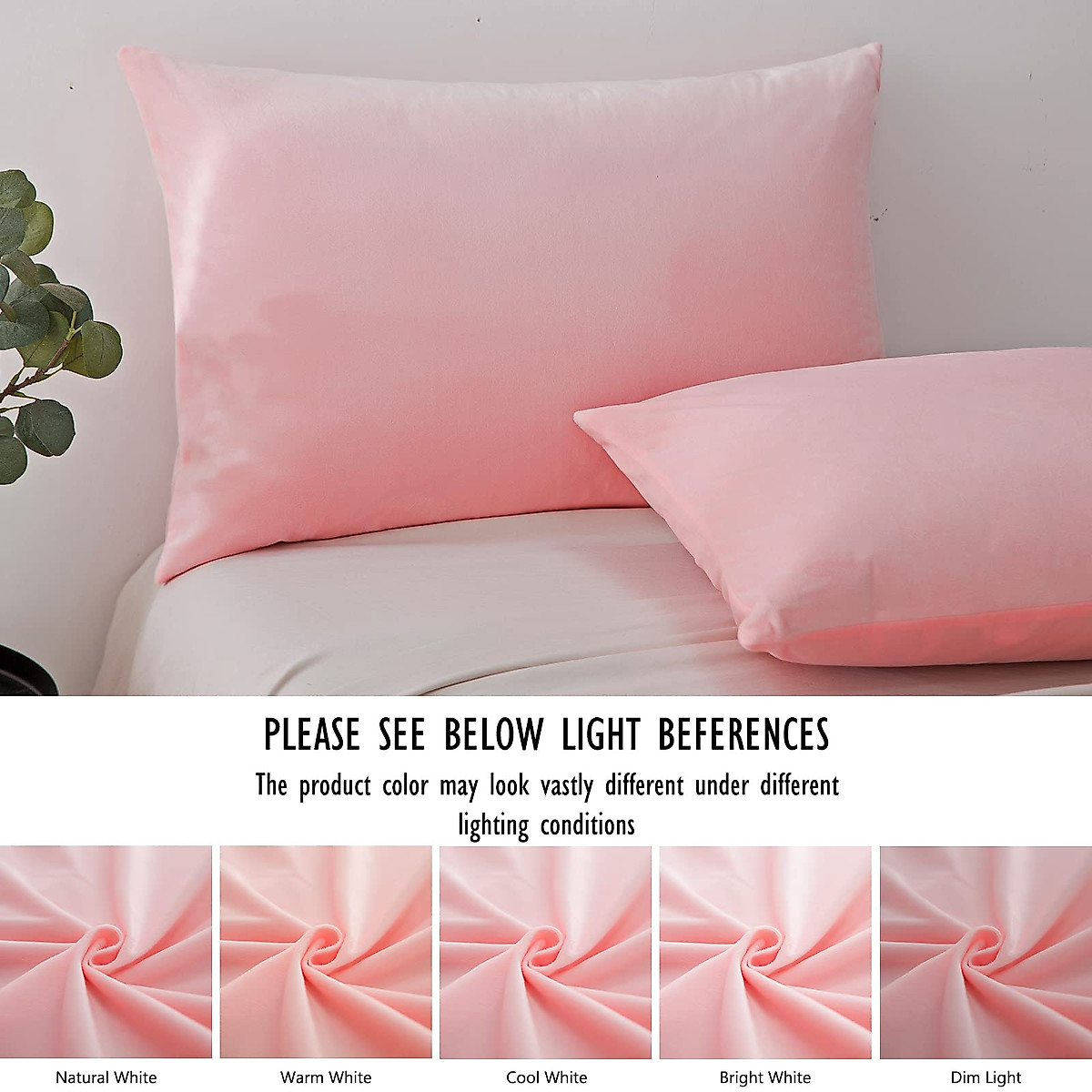 TELUS Velvet Body Pillow Cover with Zipper, Super Soft and Cozy Luxury Fuzzy Flannel Pillow Cases Cover 20x54 Inches, Luxury Long Body Pillow Pillowcase, Pink