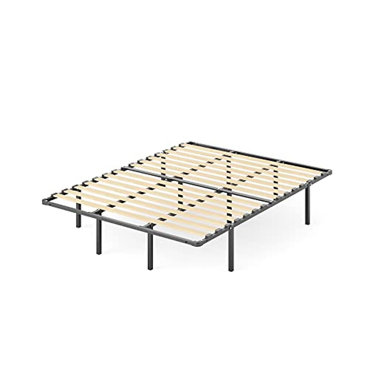 ZINUS SmartBase Euro Slats Mattress Foundation / 14 Inch Metal Platform Bed Frame / No Box Spring Needed / Sturdy Steel & Wood Frame / Underbed Storage, Queen