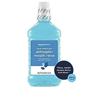 Amazon Basics Tartar Control Plus Antiseptic Mouth Rinse, Iceberg Blue Mint, 1.5 Liters, 50.7 Fluid Ounces, 1-Pack (Previously Solimo)