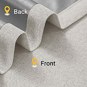 INOVADAY 100% Blackout Curtains 96 Inches Long, Blackout Curtains for Bedroom 96 Length Thermal Insulated Linen Blackout Curtains & Drapes for Living Room- Greyish Beige, W50 x L96