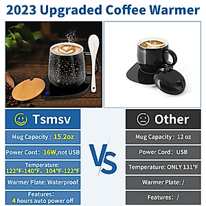 【2023 Upgraded】 Coffee Warmer with Mug Set/Coffee Cup with Warmer/Coffee Mug Warmer with 2 Temperature/Coffee Cup Warmer for Desk/Gifts for Birthday, Thanksgiving Day and Christmas, Valentine's Day