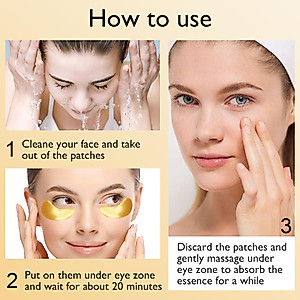 Adofect 25 Paris Under Eye Patches 24k Gold Under Eye Mask for Puffy Eyes and Dark Circles Treatments, Under Eye Bags Treatment Collagen Gel Pads for Beauty & Personal Care, Gold