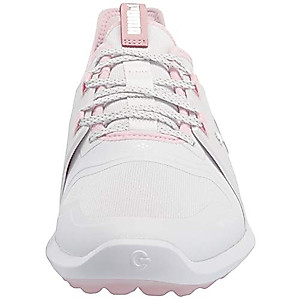 PUMA Women's Ignite Fasten8 Golf Shoe, White Silver-Pink Lady, 7.5