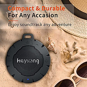 HEYSONG Small Shower Speaker, IP67 Waterproof Speakers, 15H Playtime, Stereo Pairing, Lightweight Portable Speaker for Pool, Beach, Hiking, Boat, Kayak Accessories