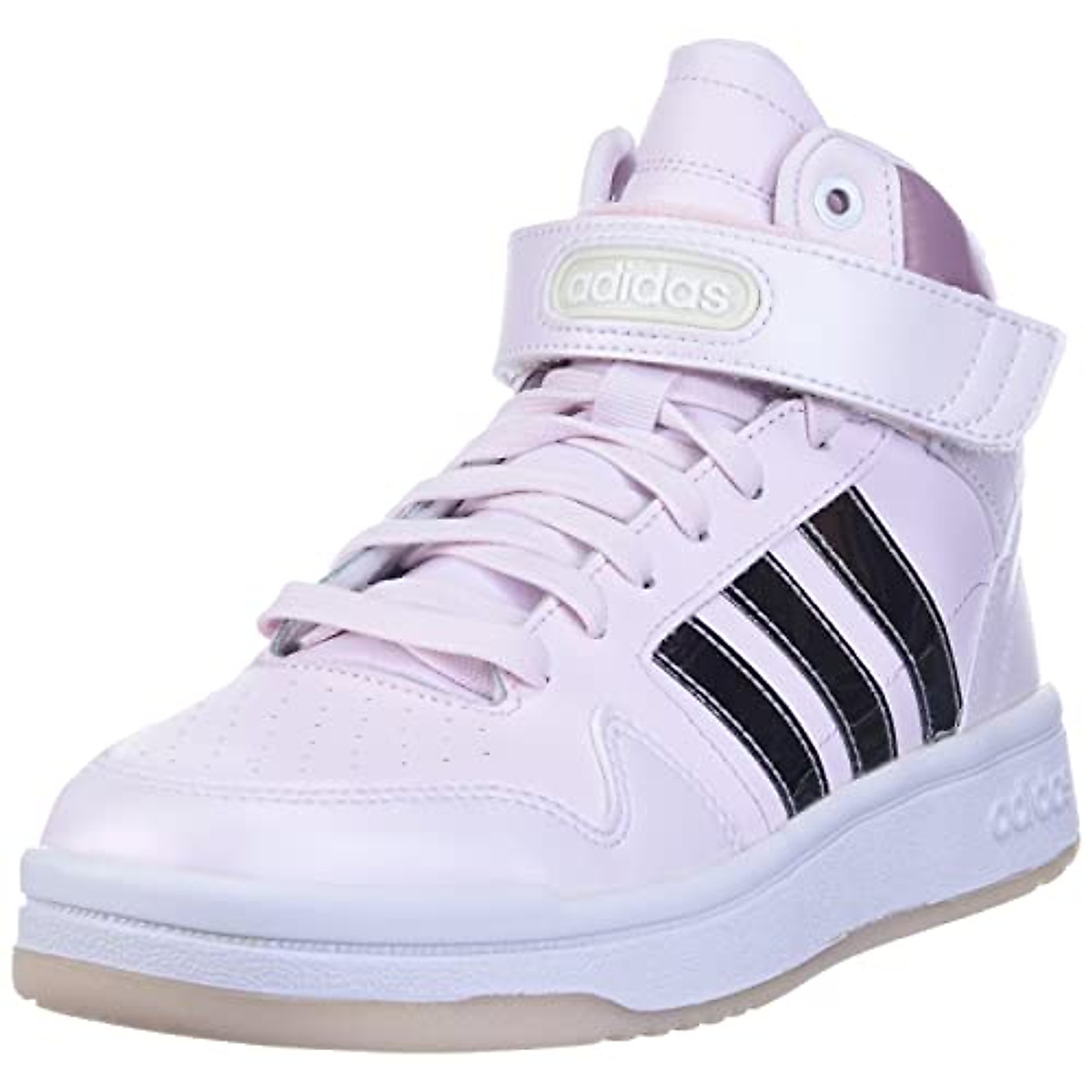 adidas Women's Postmove Mid Basketball Shoe, Almost Pink/Silver Metallic/Magic Mauve, 7