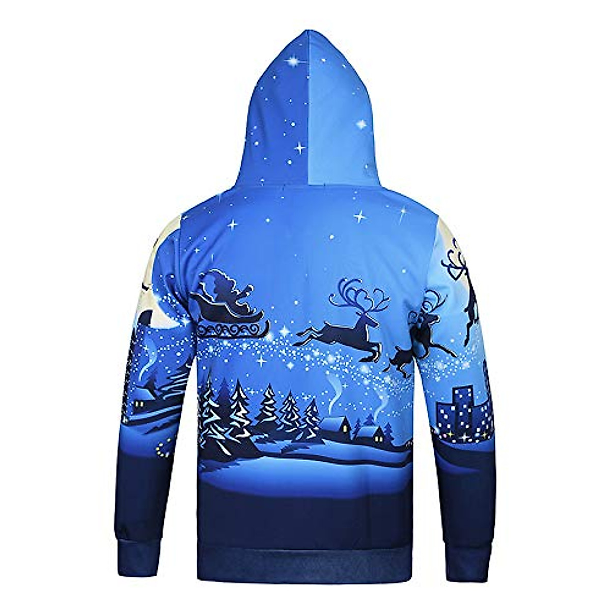 Cool Hoodies for Men, Thenlian Mens 3D Printed Christmas Pullover Long Sleeve Hooded Sweatshirt Tops Blouse(Blue, XXXL)