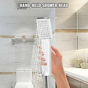 Happybuy 6 in 1 LED Shower Panel Tower System Rainfall and Mist Head Rain Massage Stainless Steel Shower Fixtures with Adjustable Body Jets