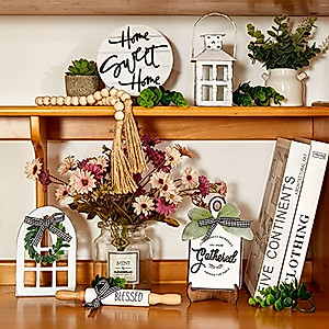 Houmury Set of 16 Farmhouse Tiered Tray Decor with 1 Lantern Artificial Plant& Cutting Board Sign for Rustic Home Sweet Home Kitchen Decor Tier Tray Decor Set