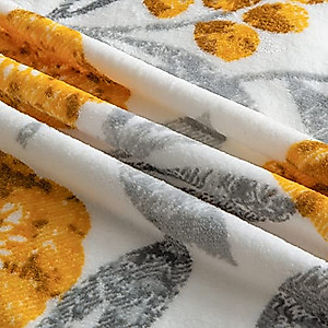 BEDELITE Fleece Throw Blanket for Couch and Bed 60" X 70", 350GSM Thick & Warm Oversized Fall Blanket - Farmhouse Boho Soft Cozy Fuzzy Blankets(Yellow Floral)