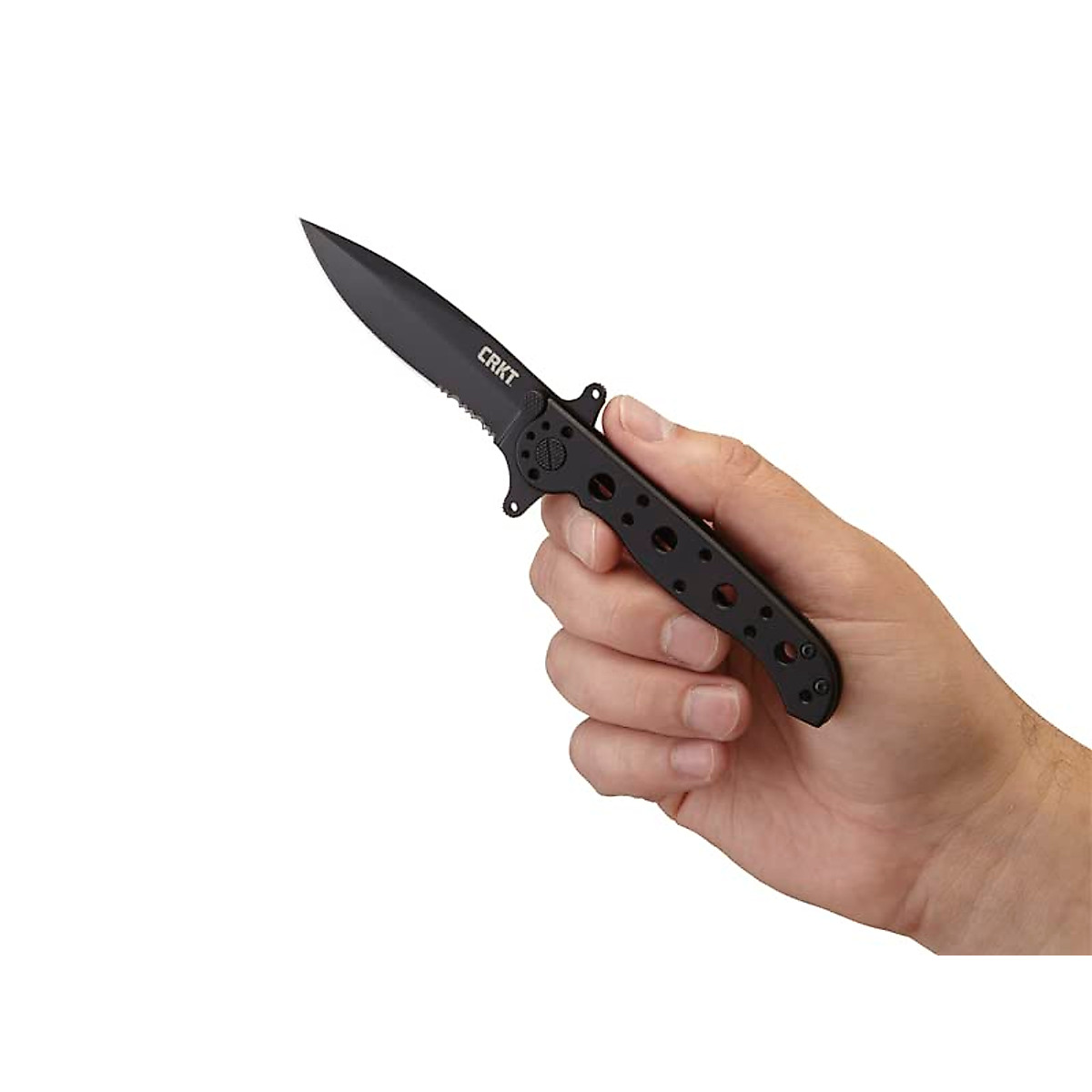 CRKT M21-10KSF EDC Folding Pocket Knife: Special Forces Everyday Carry, Black Serrated Edge Blade, Frame Lock, Dual Hilt, Stainless Steel Handle, Reversible Pocket Clip