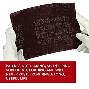 3M Scotch-Brite General Purpose 7447B Hand Pad, Very Fine Grade, 6 in x 9 in, Pack of 60, Aluminum Oxide, Surface Preparation, Scuffing, Blending, Cleaning, Maroon