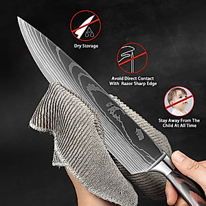 XITUO 5 Piece Kitchen chef Knife Set - High Carbon Stainless Steel Pakkawood Handle, Ultra Sharp Cooking Knife with Knife Sheath & Gift Box (5PCS Chef Knife Set)