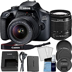 Camera EOS 4000D DSLR (Rebel T100) W/ 18-55mm Zoom Lens Kit Bundle