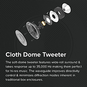 ELAC Debut 2.0 B5.2 Bookshelf Speakers, Black (Pair) - 1” Cloth Dome Tweeter & 5.25” Aramid Fiber Woofer - 2-Way Bass Reflex - Up to 35,000 Hz Response